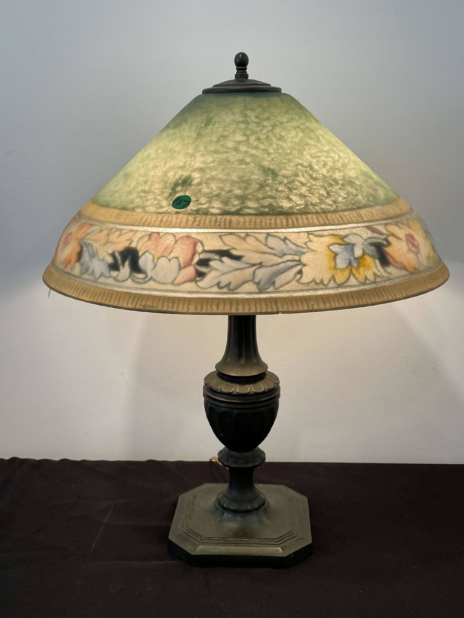 Reverse Painted Table Lamp On Base, 17" Diameter X 8" Tall And 22" Base ...