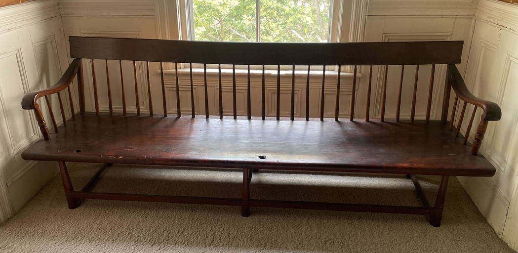 A Large Antique Nanny's Bench Lacking Restraining Bar