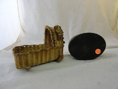 Shaker Fingered Box W/native American Crib Basket