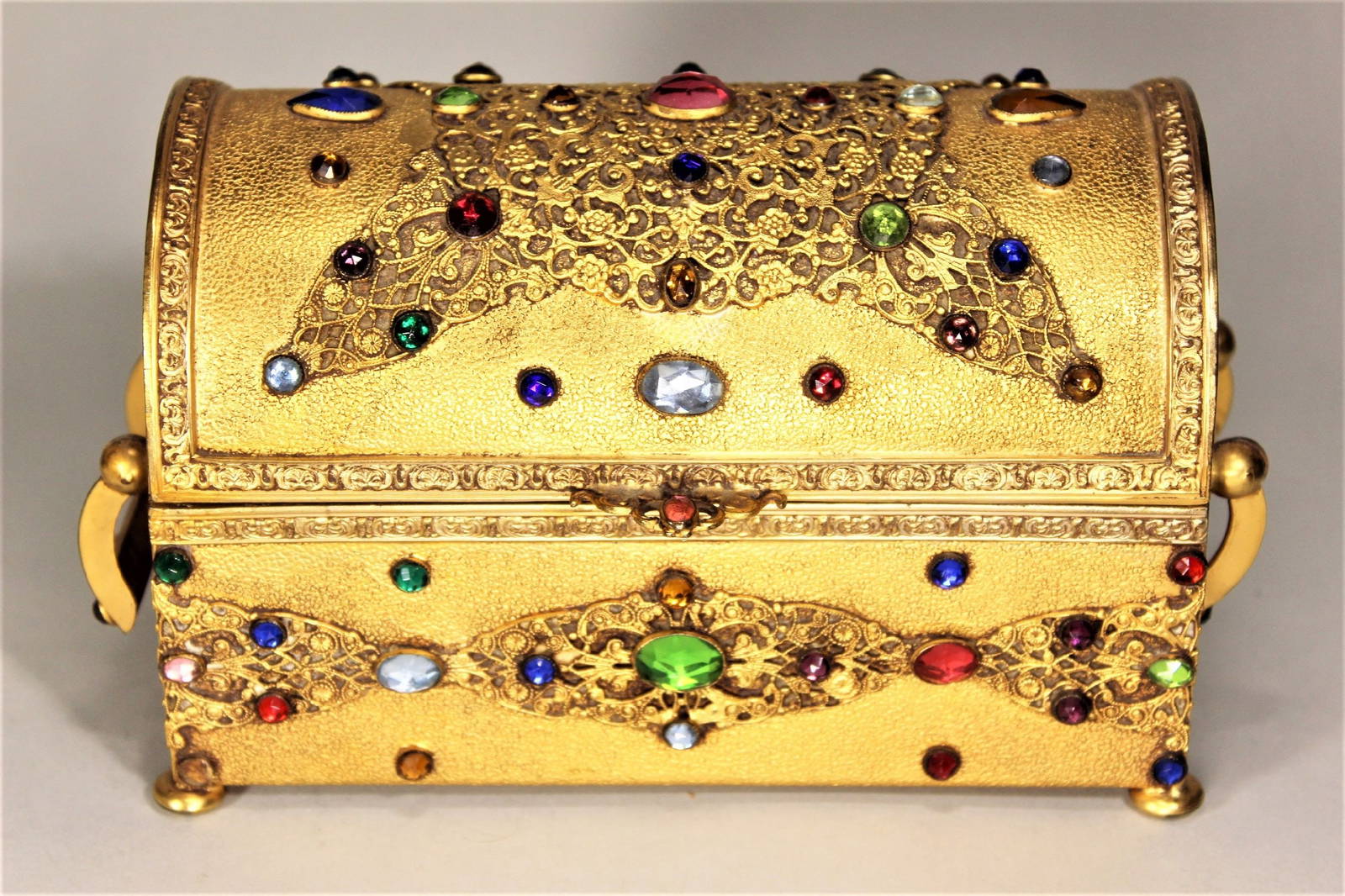 Apollo Gilt Jewel Casket Bejeweled, 7" X 5" Auction