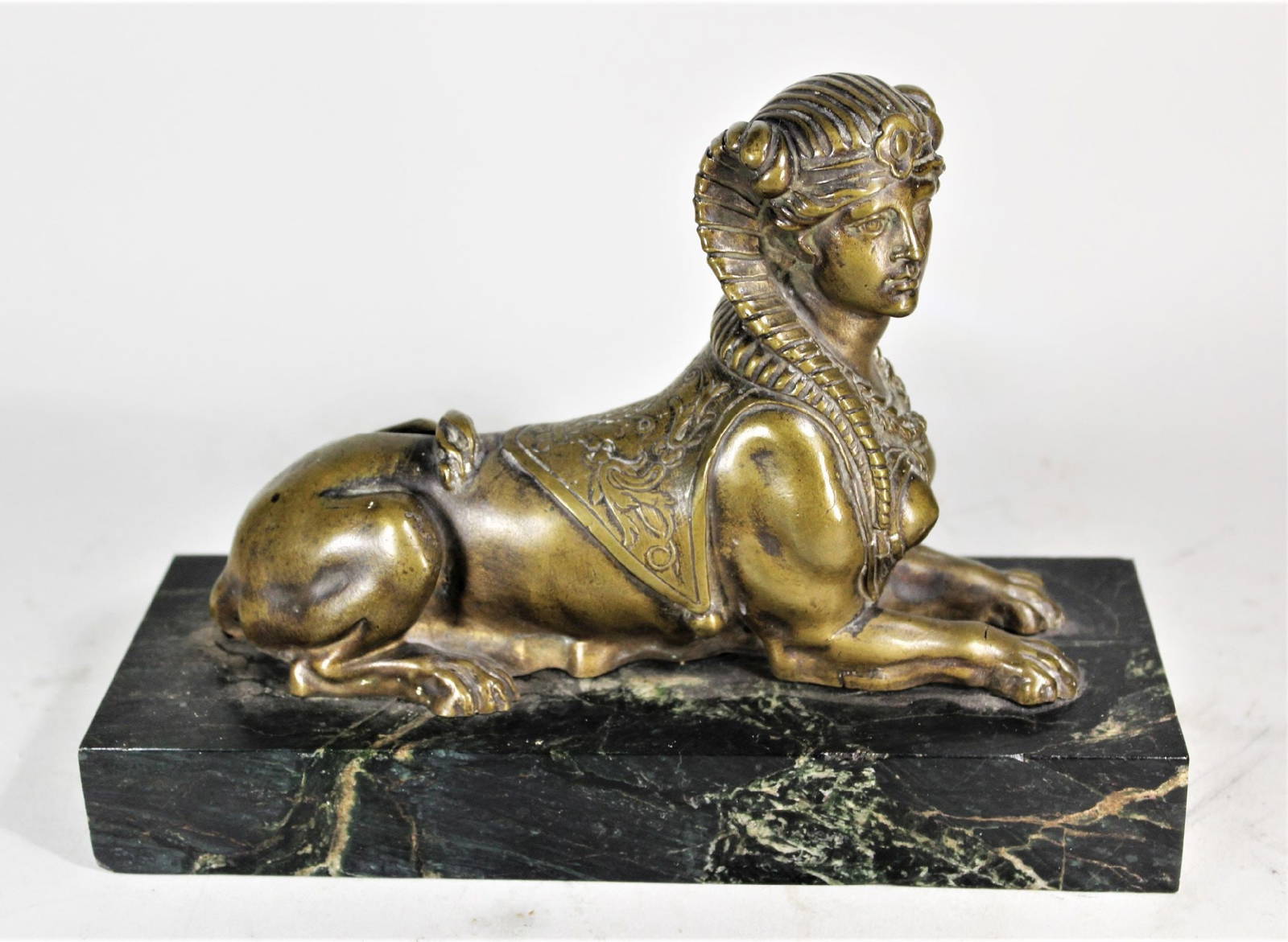 19th C. Grand Tour Bronze Sphinx Figure On Marble Base 8 1/2" X 6 1/2 ...