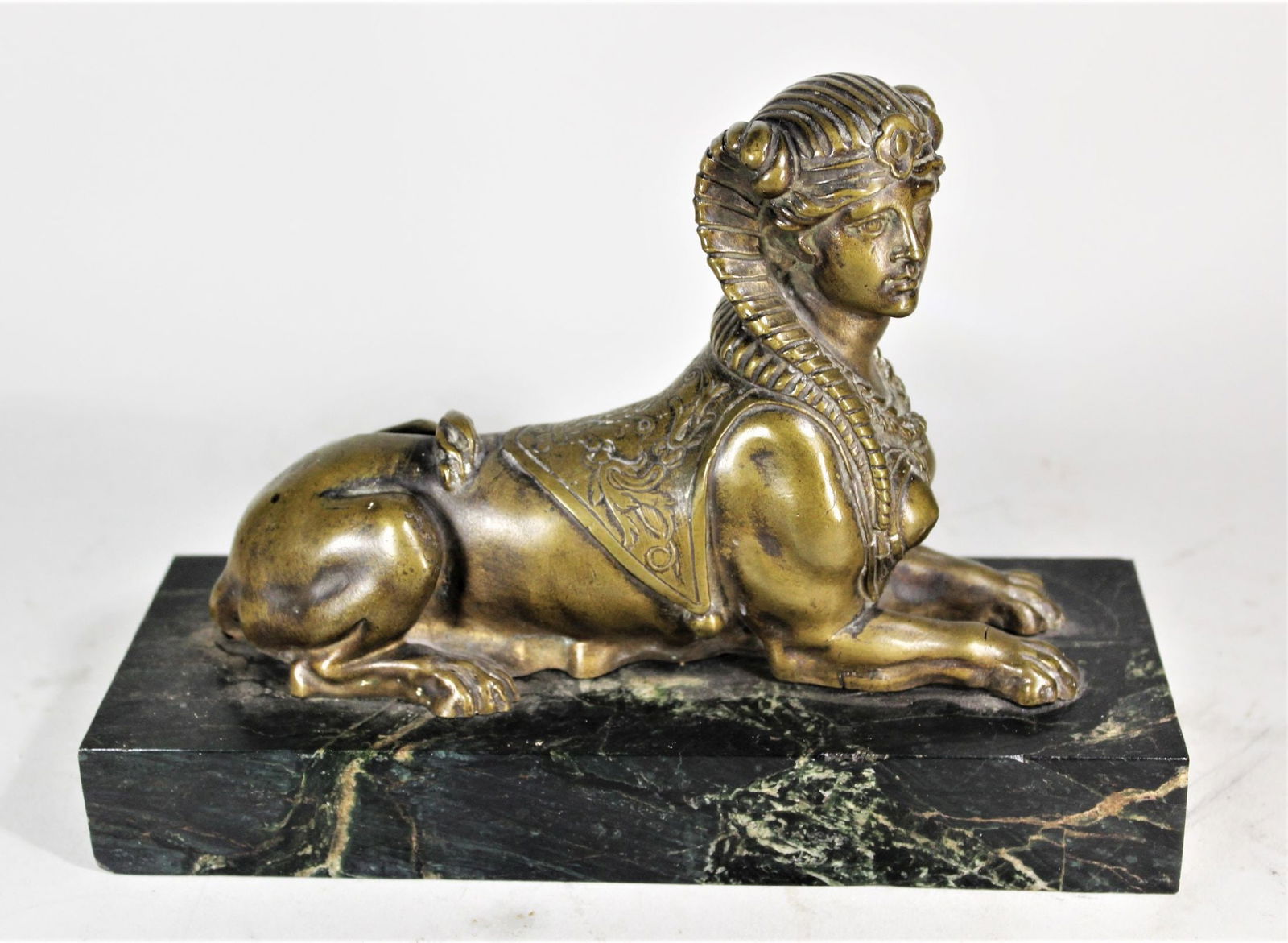 19th C. Grand Tour Bronze Sphinx Figure On Marble Base 8 1/2" X 6 1/2 ...