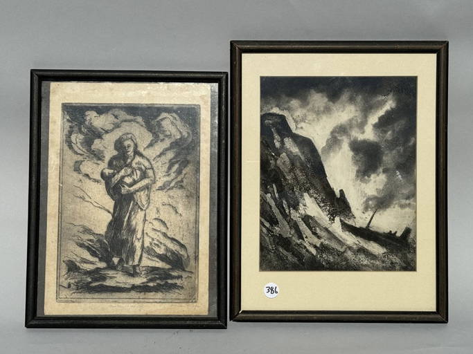 Two Original William Sanger Etchings, 11" X 14" And 10" X 13"