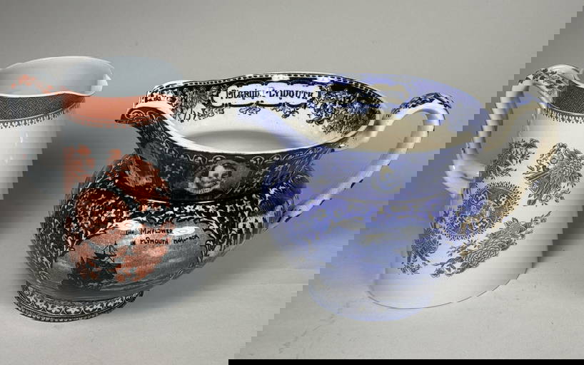 A Historic Staff Pitcher Pilgrim Plymouth And A Spode Pitcher, 9 ...