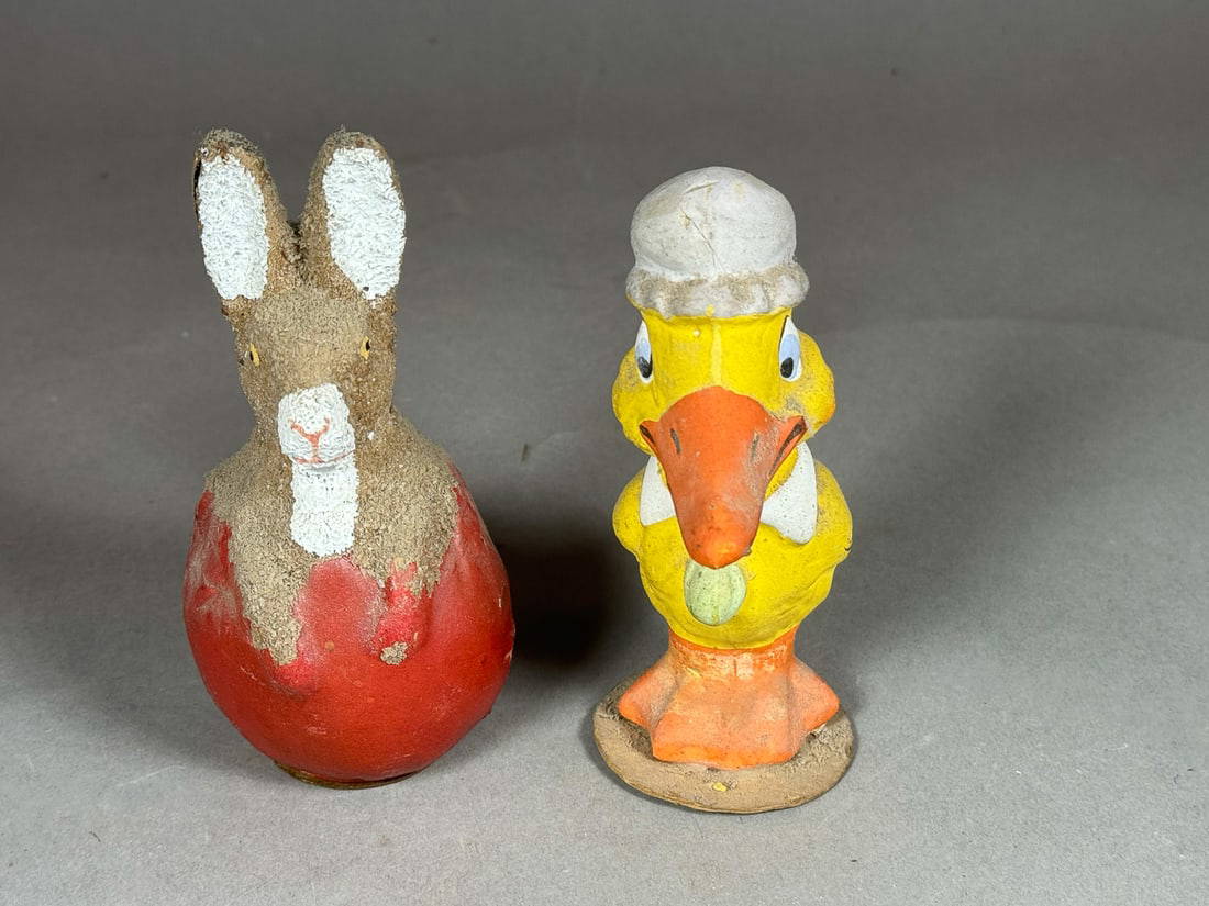 Two Antique German Paper Mache Candy Containers, A Rabbit And A Duck. 5 ...