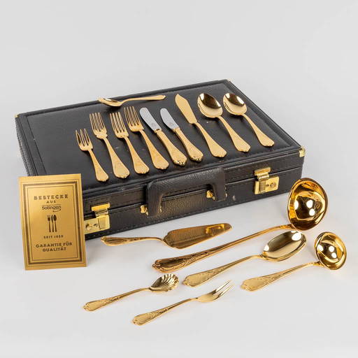 A Gold Plated 'royal Collection Solingen' Flatware Cutlery Set, Made In ...