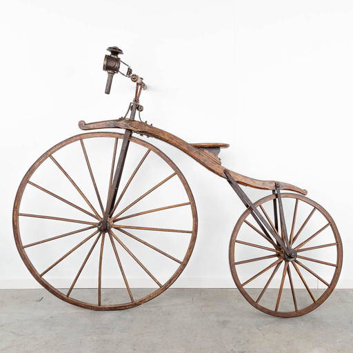 An Antique Vélocipède Bicycle, Wood Frame With Metal, 19th Century. (l ...