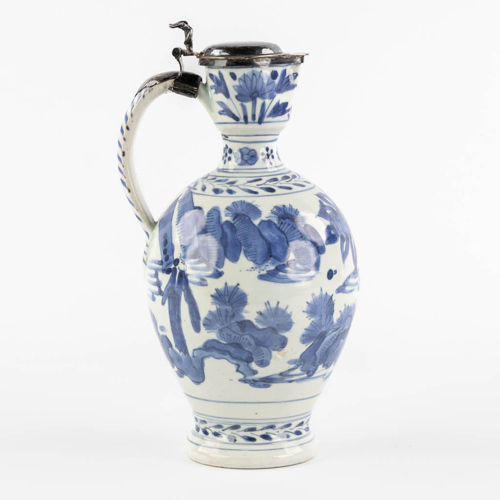 A Chinese Pitcher, Blue-white Mounted With Silver, Netherlands, 17th C ...
