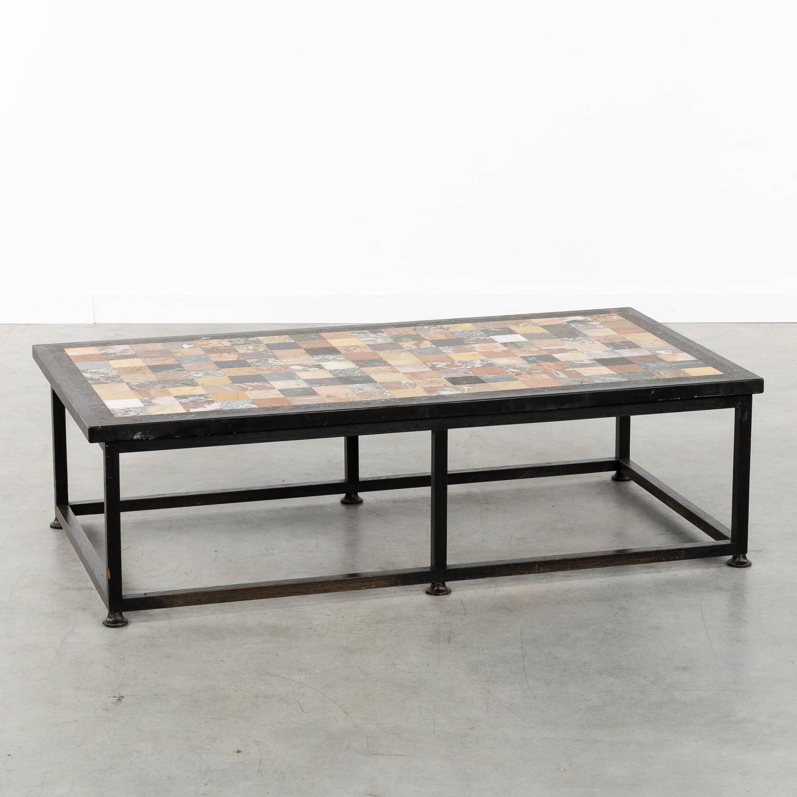 A Pietra Dura Mosaic Coffee Table, Marble And Patinated Metal. Auction
