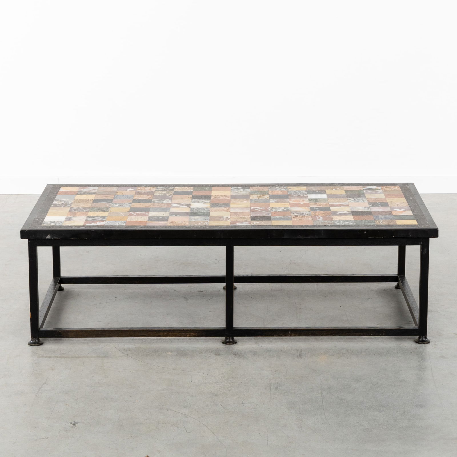 A Pietra Dura Mosaic Coffee Table, Marble And Patinated Metal. Auction