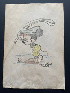Walt Disney Drawing Signed