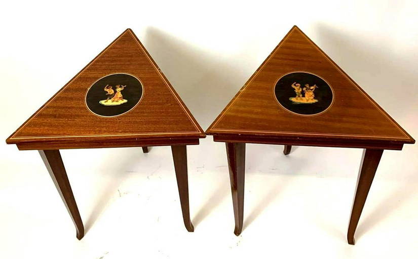 Pair Of Triangular Side Tables