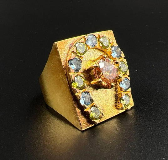 Sterling Silver Blue Spinel, Green and Brown Stones Elvis Aloha ...