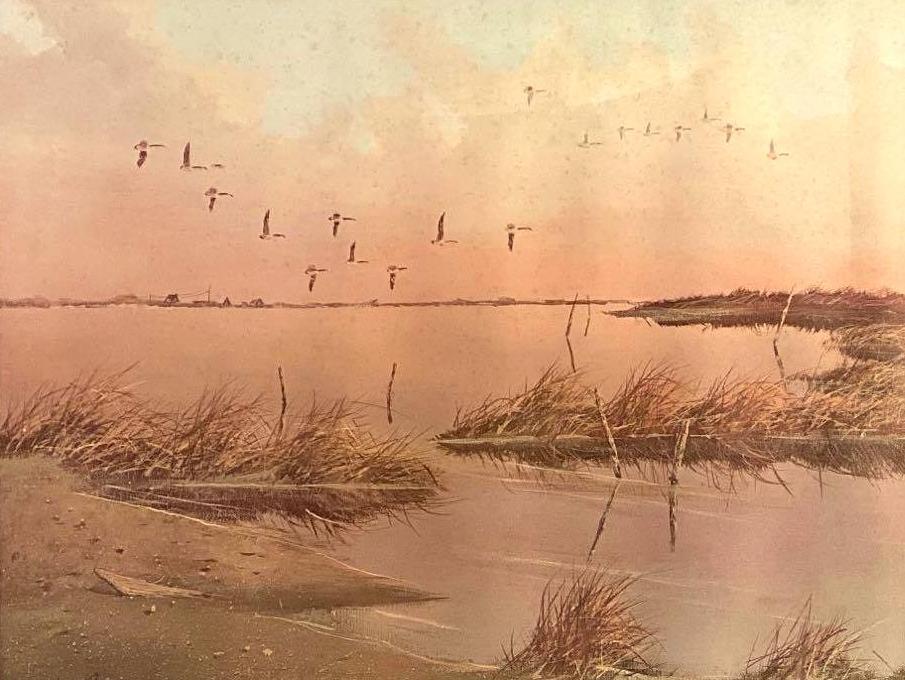 Wayne Fulcher, Geese Over Marsh (outer Banks) Auction
