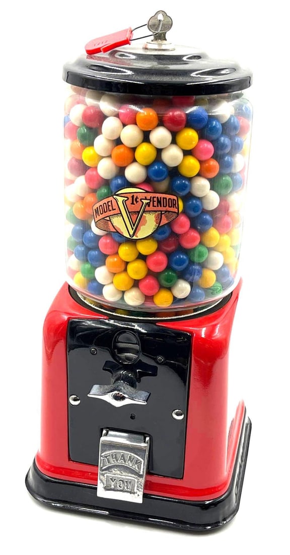 Victor Model V 1 Cent Red Gumball Machine Auction