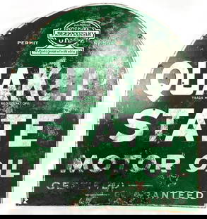 Double Sided Quaker State Motor Oil Tombstone Sign