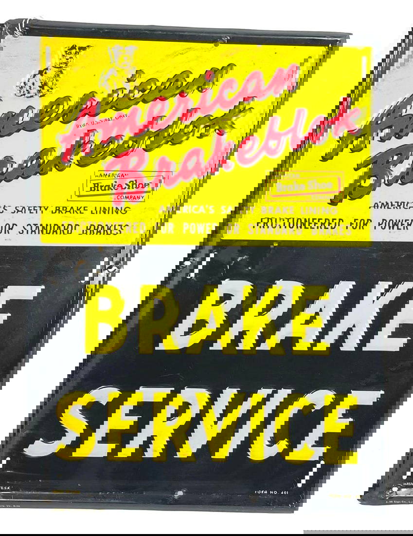 1950's American Brakeblok Brake Service Sign Auction