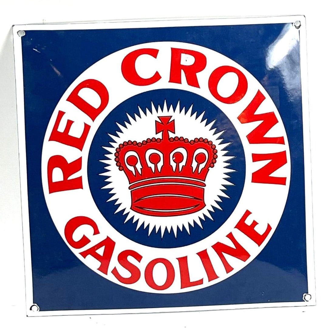 Red Crown Gasoline Curved Sign Auction