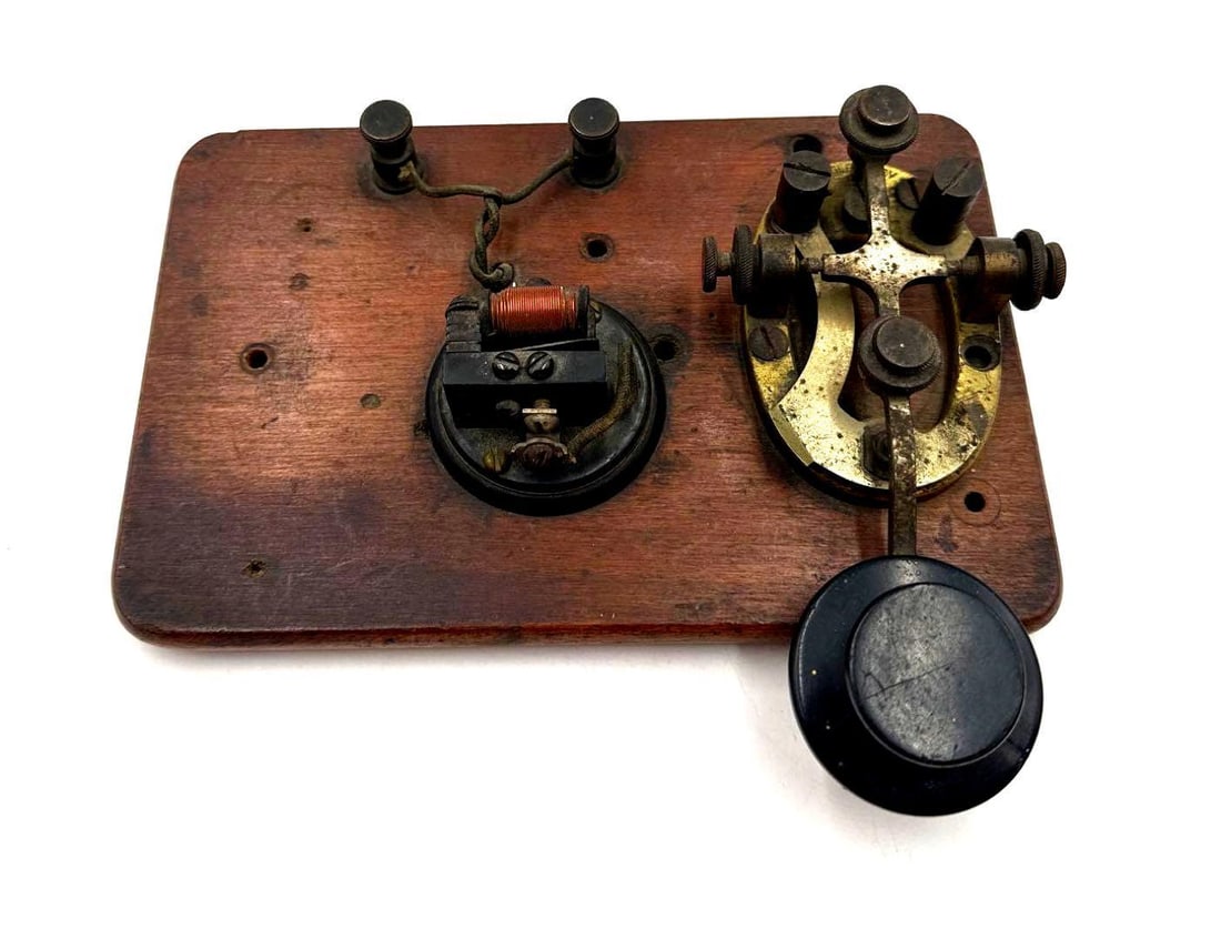 Antique Telegraph On Wood Plank Auction