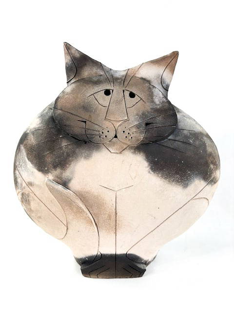 The Damey Studio Flatten Vessel Ceramic Raku Cat Auction