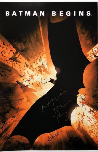 Signed Batman Begins Poster Christian Bale Gary Oldman