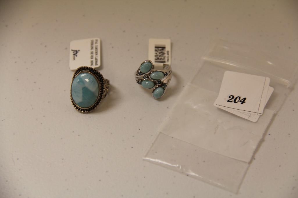 Ot Of 2 New Jtv Sterling Silver Larimar Rings Auction