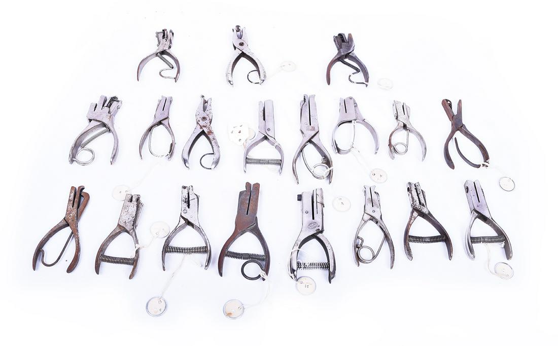 Group Of Nineteen Railroad Ticket Punches