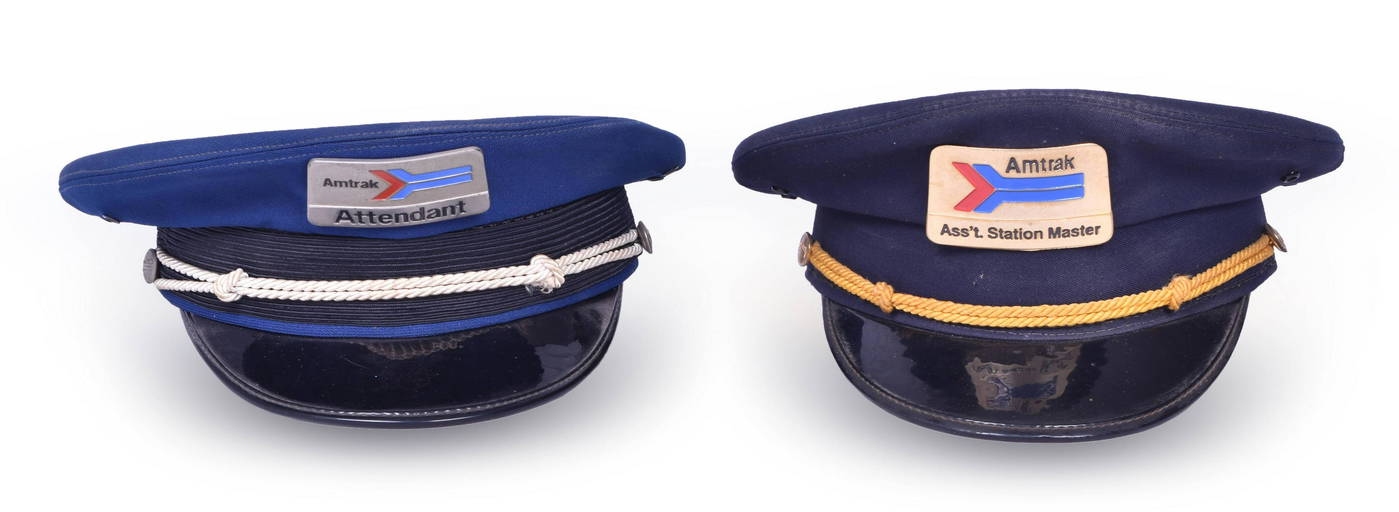 Pair of Amtrak Uniform Hats w/ Badges - Assistant Station Master and ...