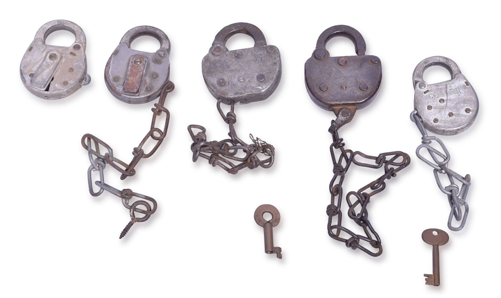 Five CB&Q / Burlington Steel Railroad Locks - Corbin and Adlake - Aug ...
