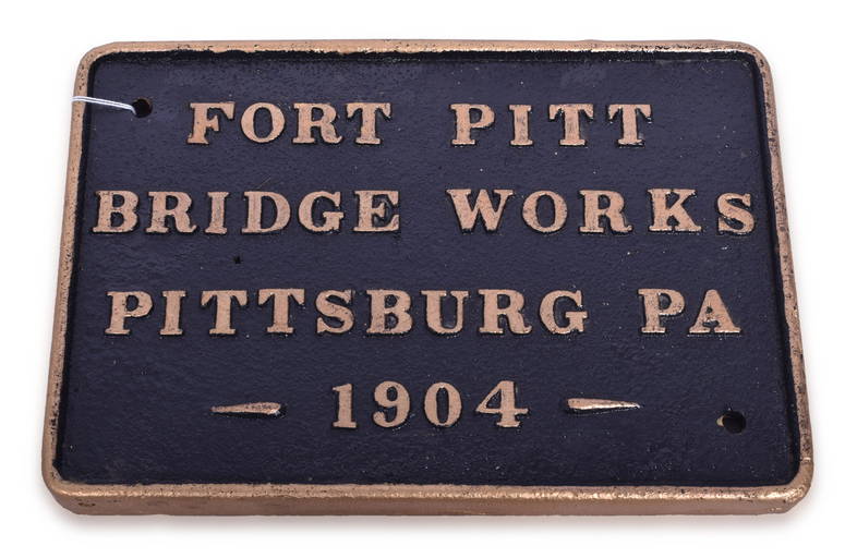 1904 Fort Pitt Bridge Works Cast Iron Builders Plate (#0244) on Oct 21 ...