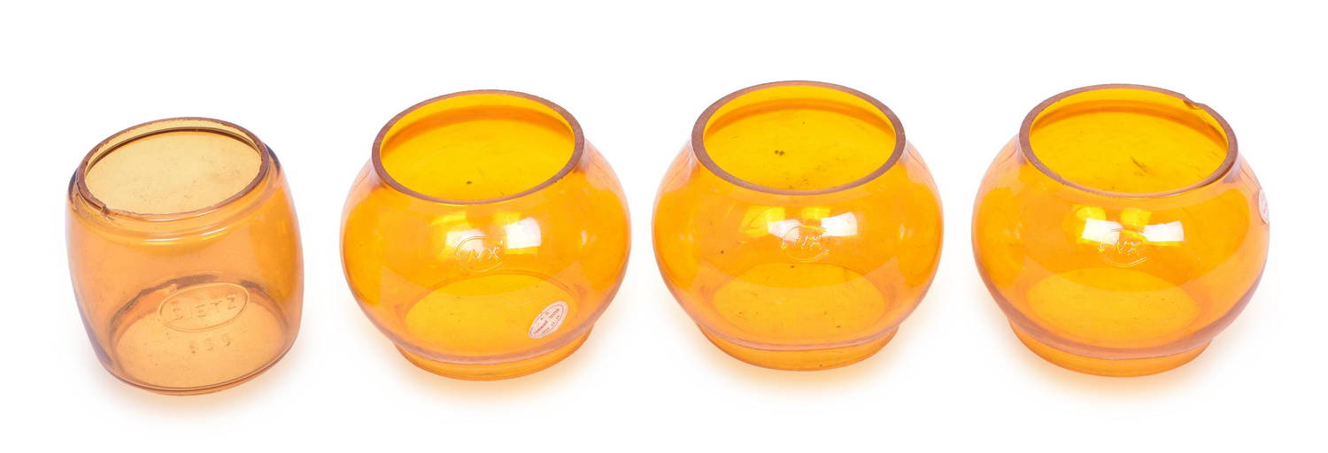 Four Amber Cnx / Dietz Short Lantern Globes