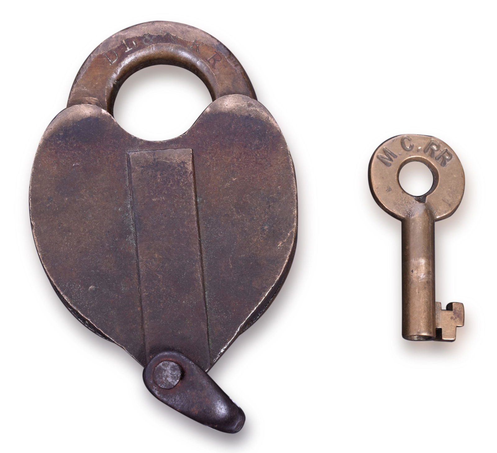 Detroit, Lansing & Northern Railroad Wilson Bohannan Brass Heart Lock w ...