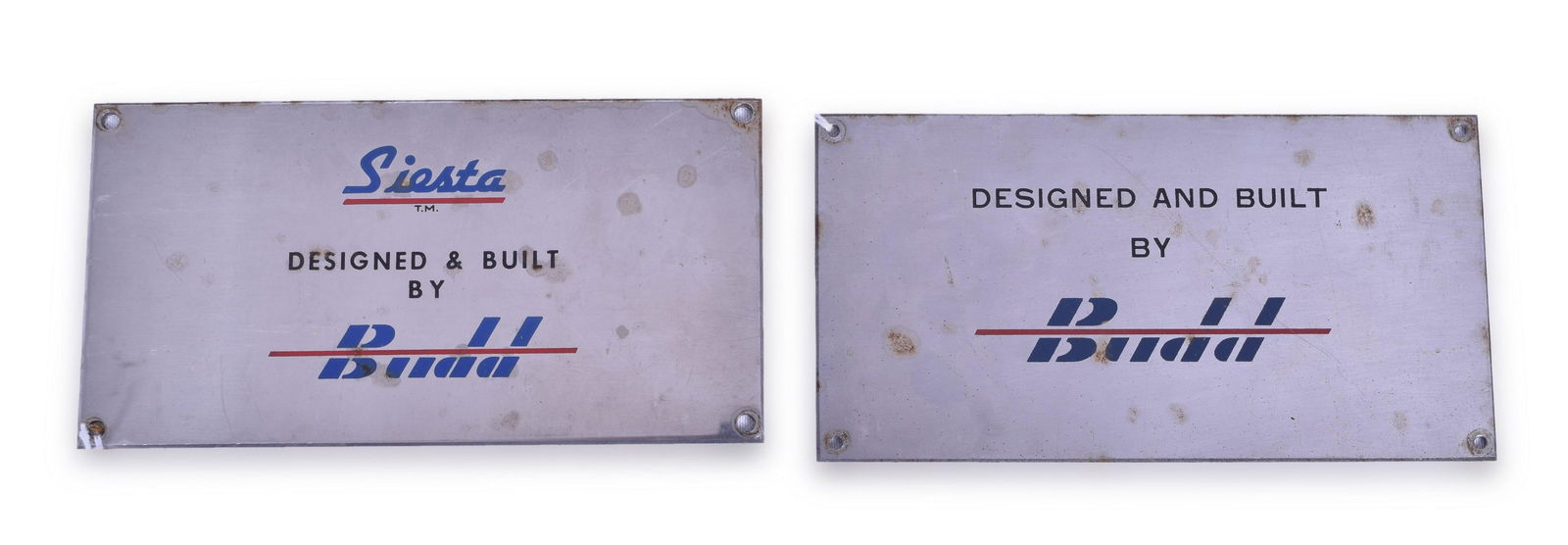 Pair Of Stainless Steel Budd Passenger Car Builders Plates