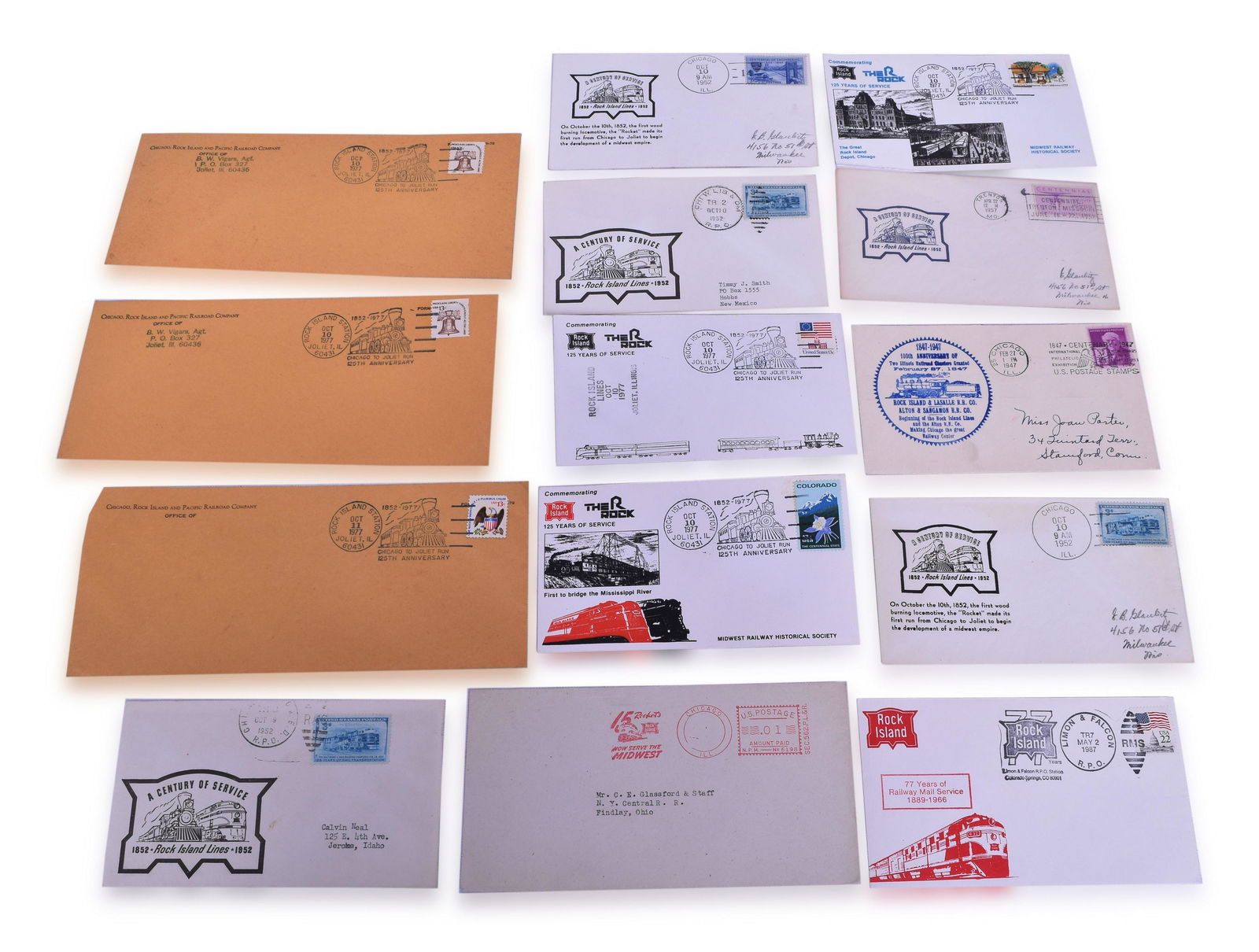 Fourteen Rock Island Railroad Postmark Envelopes Centennial, Rock ...