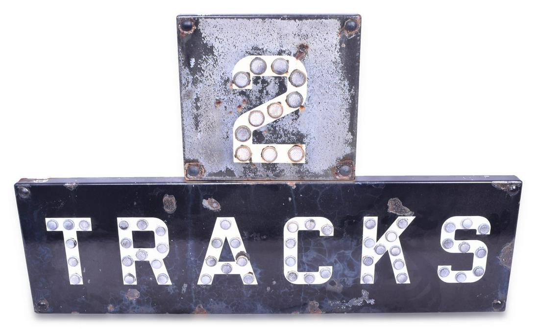 Porcelain General Railway Supply Railroad Crossing "2 Tracks" Sign W ...