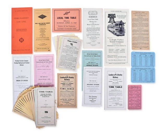 Group Of 41 Railroad Paper Items Public Timetables, Employee Timetables ...