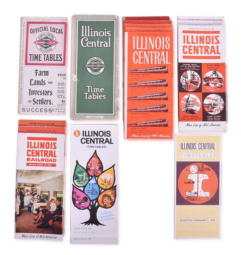 Eighteen Illinois Central Railroad Timetables 1904 To 1970