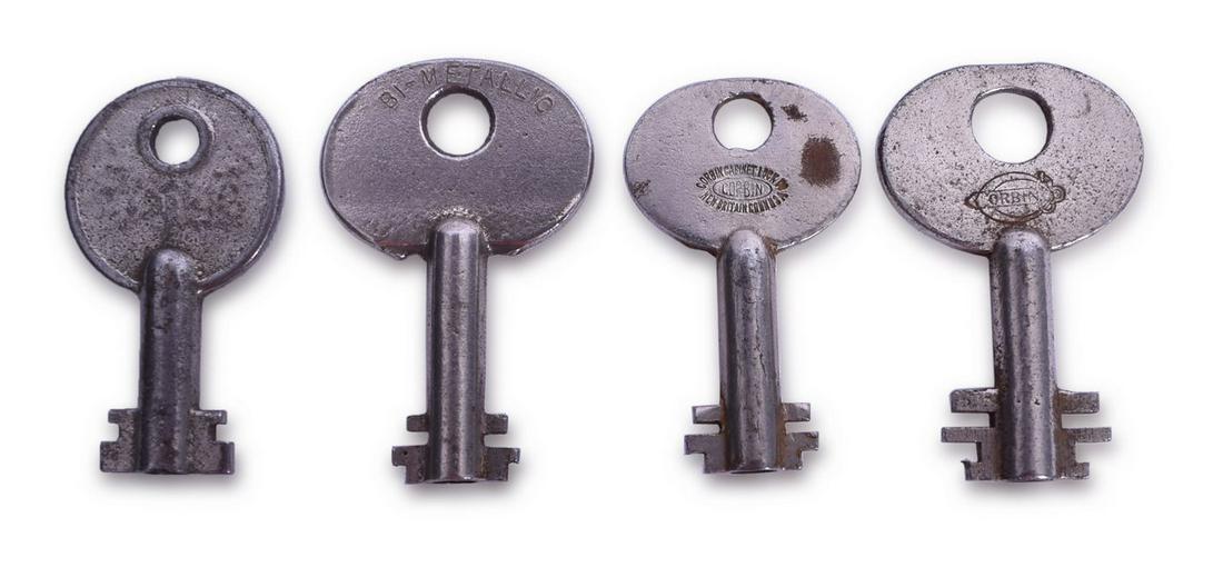Group Of 4 Steel Double-flagged Railroad Keys For Signal Or Maintenance ...