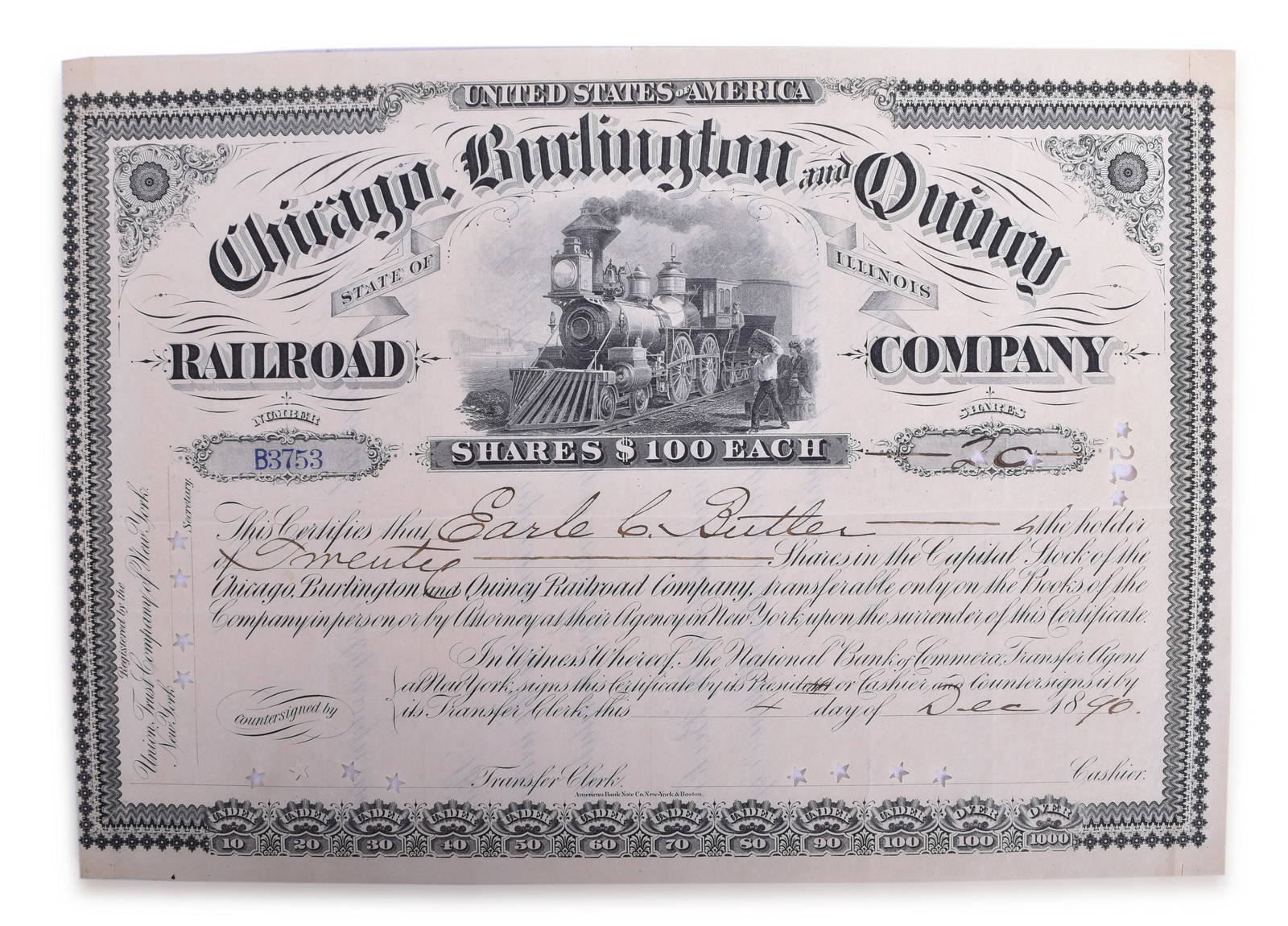 1873 Fort Wayne, Muncie & Cincinnati, 1890 Chicago, Burlington & Quincy ...