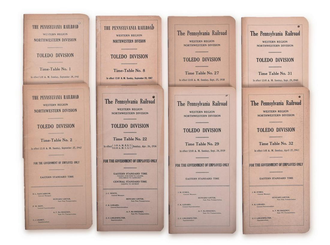 Eight Pennsylvania Railroad Employee Timetables - 1936 To 1947 Auction