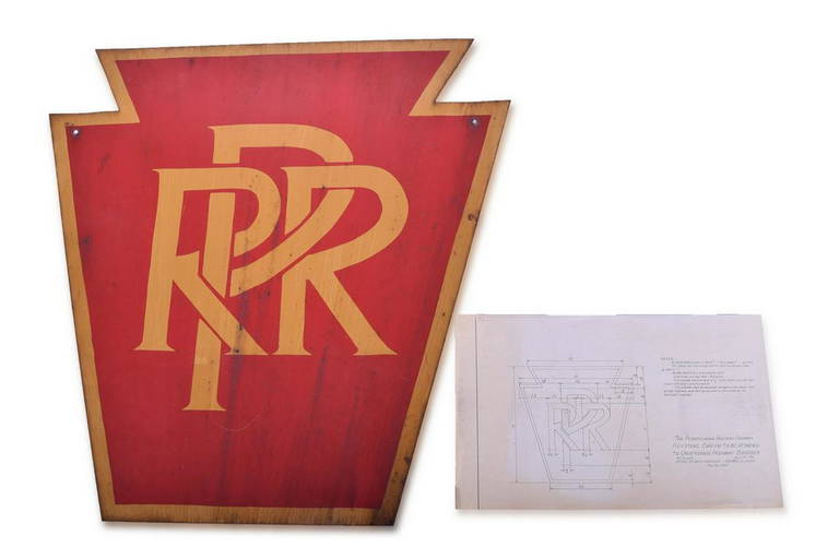 Steel Shop Painted Pennsylvania Railroad Keystone Sign