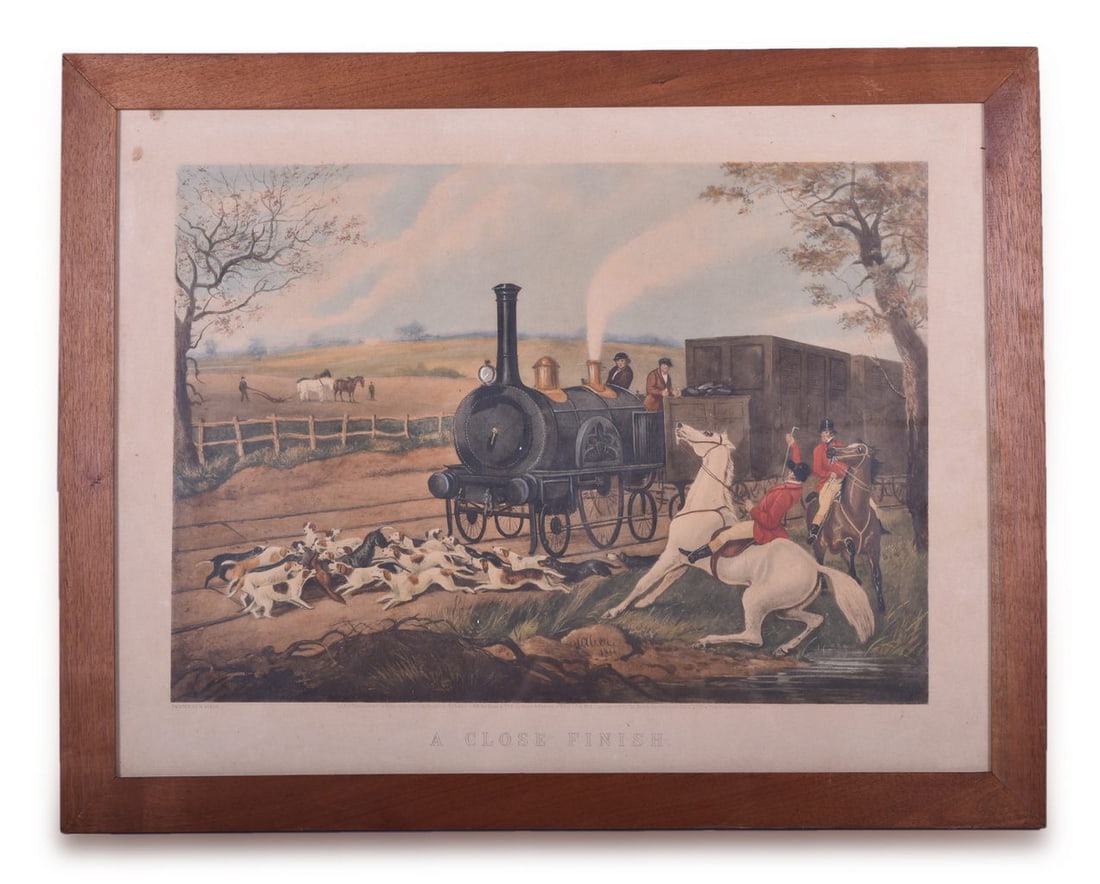 Henry Alken Framed Railroad Lithograph Print - A Close Finish Auction