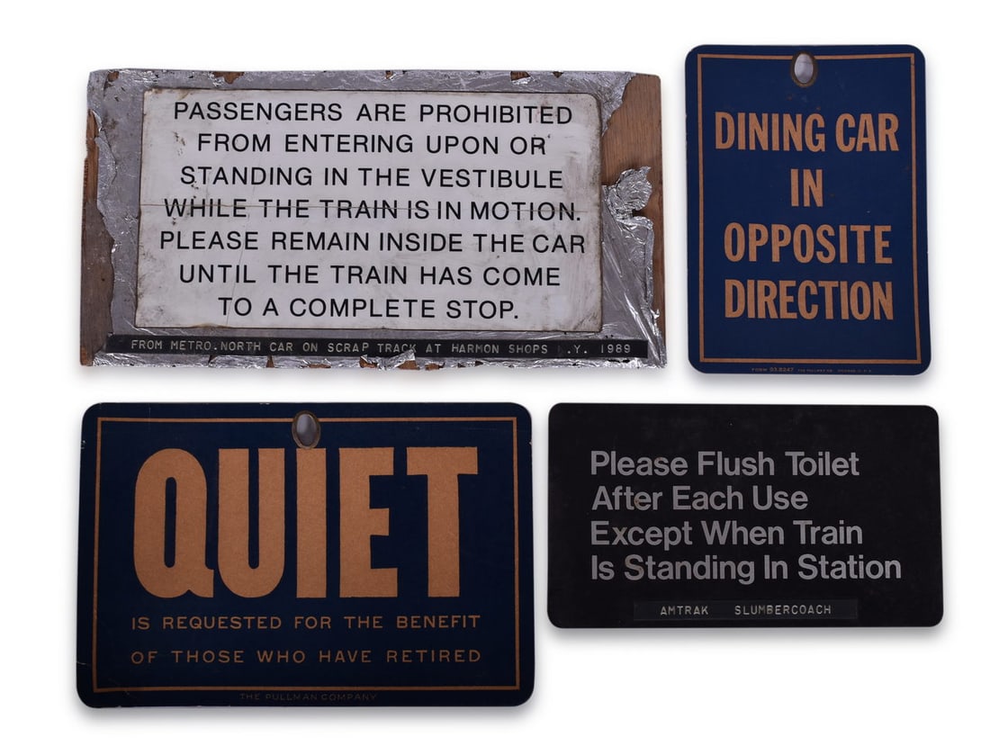 Four Railroad Passenger Car Signs Pullman, Amtrak, Metro North