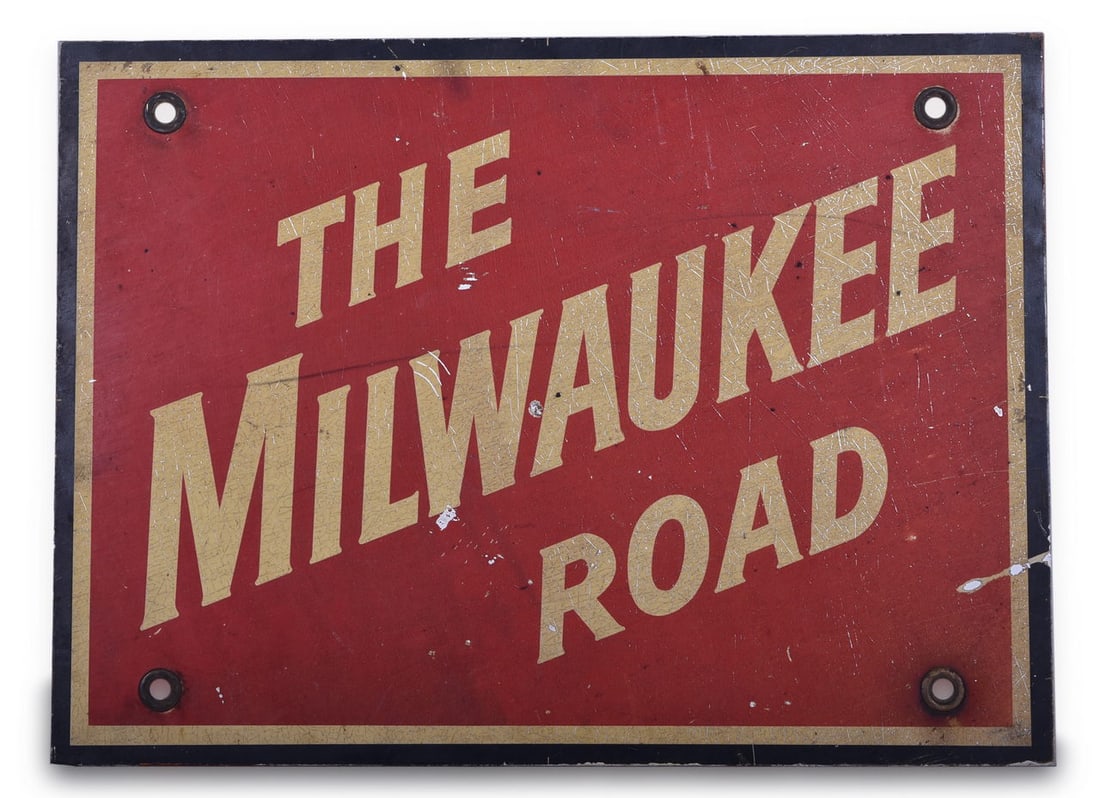 Milwaukee Road Railroad Aluminum Herald / Sign From Locomotive #594