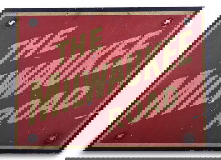 Milwaukee Road Railroad Aluminum Herald / Sign From Locomotive #594