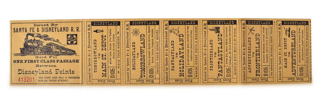 Disneyland & Santa Fe Railroad 1950s First Class Train Tickets Complete