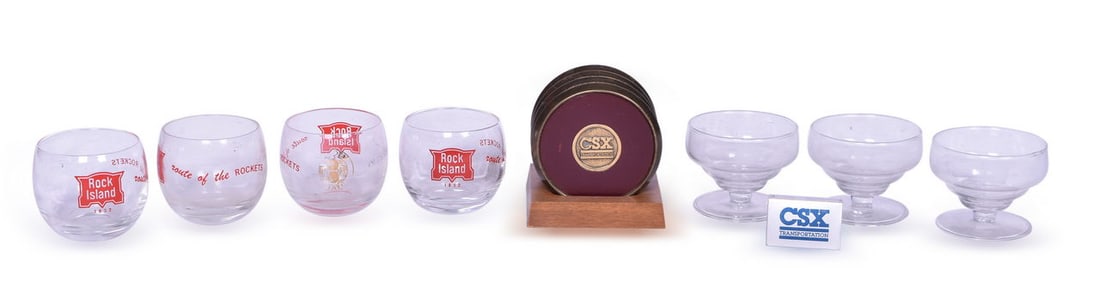 Group Of Railroad Drinking Glasses, Coasters, And Matches - Milwaukee ...