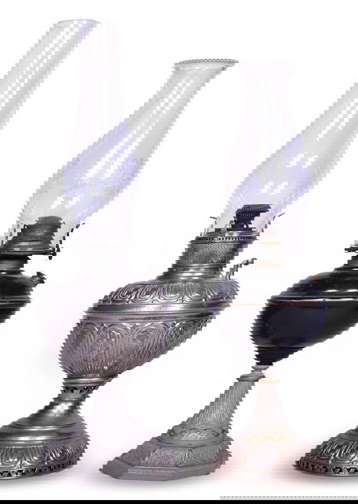 Pair Of Railroad Kerosene Table Lamps Including B&h Lamp Auction