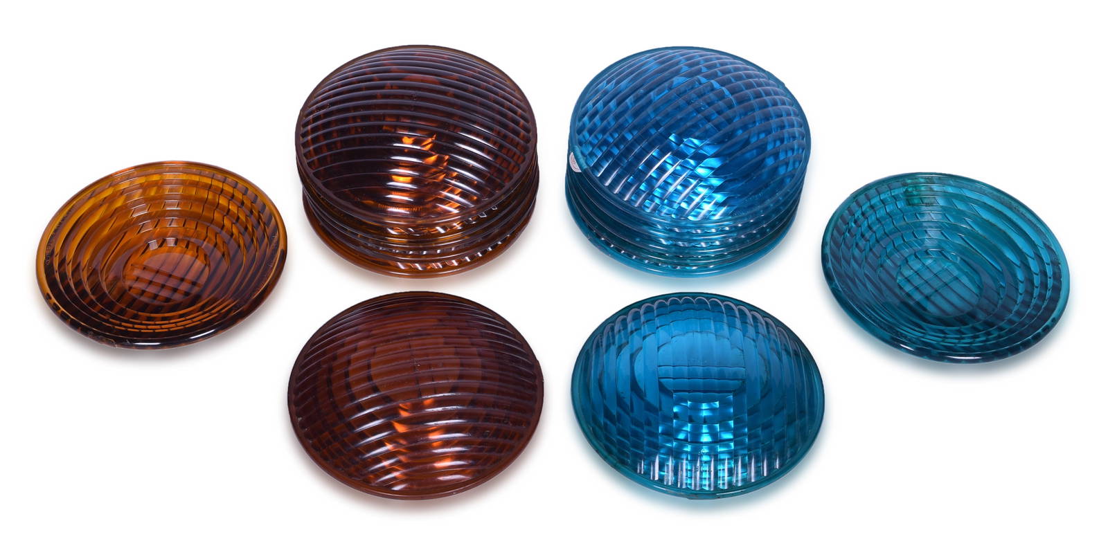 Fourteen 5 3/8" Green And Amber Fresnel Signal Lenses - General Signals ...