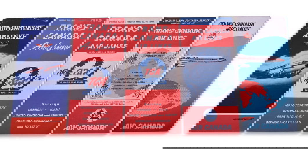 Five Trans Canada Air Lines And Mid Continent Airlines Timetables And ...